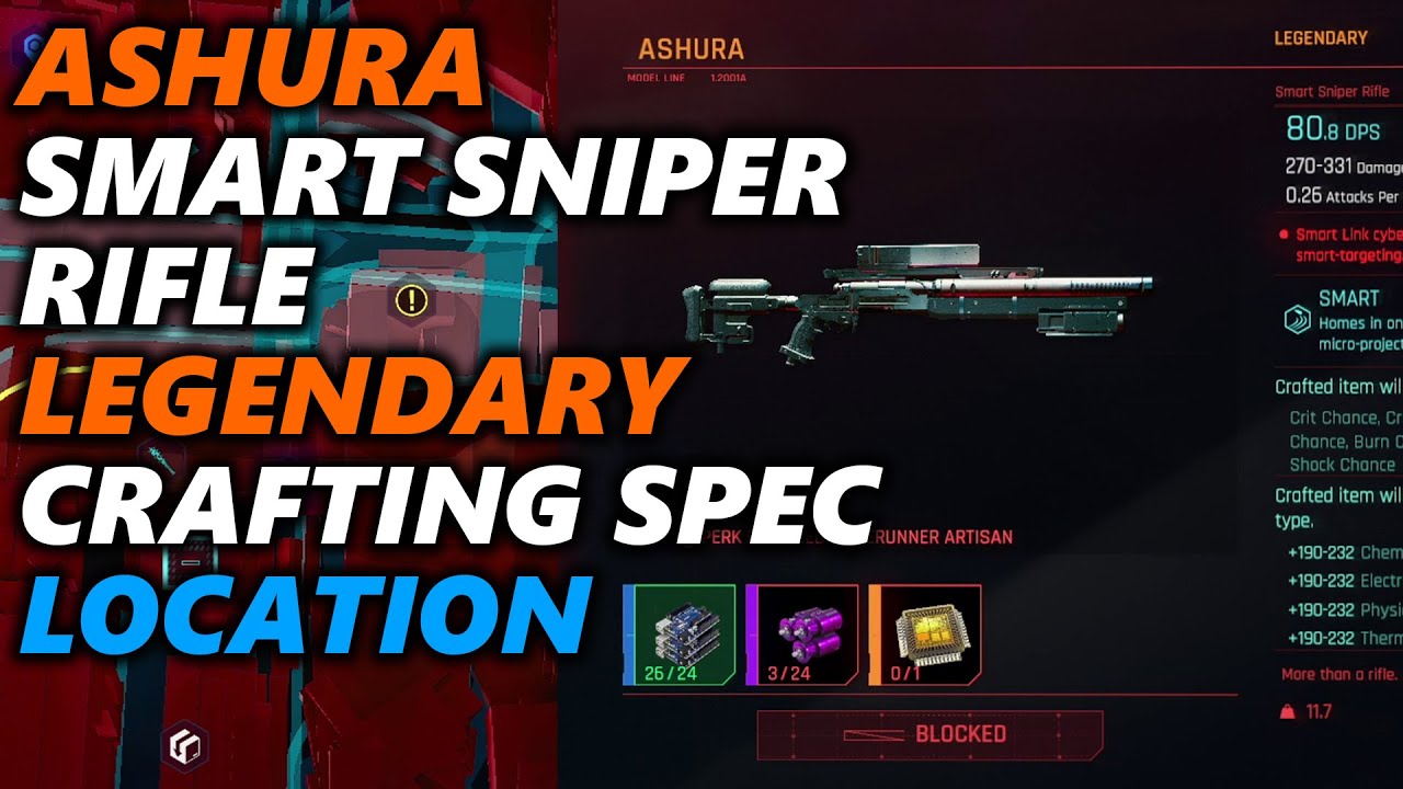 Ashura Legendary Smart Sniper Rifle Crafting Spec Location in Cyberpunk ...