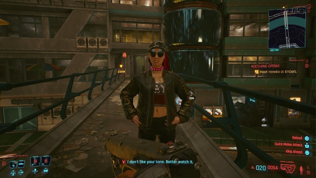 Cyberpunk 2077 What happens when you tell Red Menace to watch her tone ...