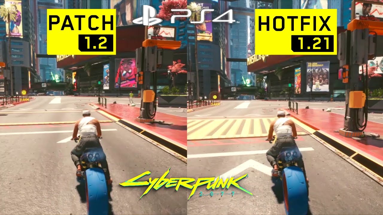 CYBERPUNK 2077 PATCH 1.2 VS HOTFIX 1.21 PS4 Gameplay & Graphics Comparison! (Free Roam Night ...