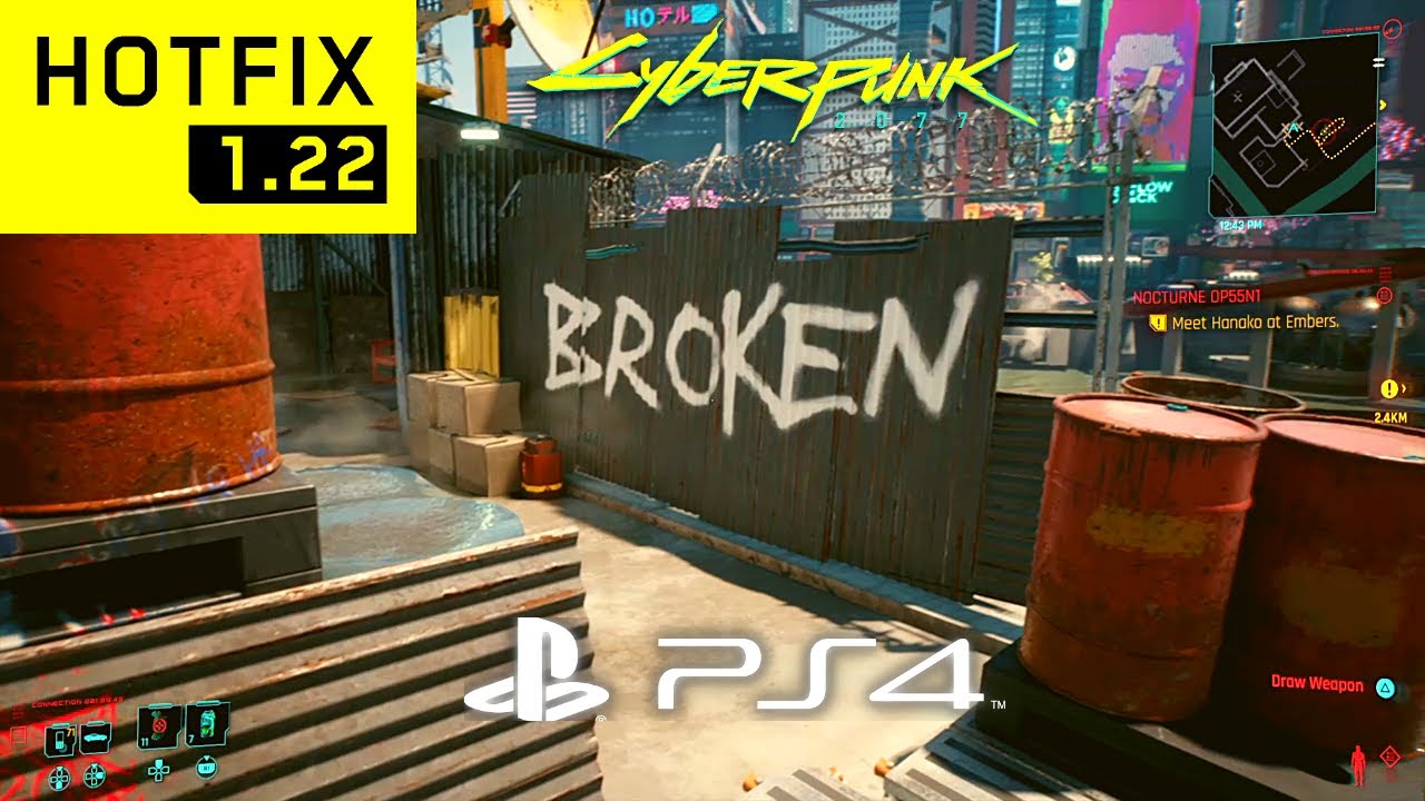 CYBERPUNK 2077 PATCH 1.22 HOTFIX PS4 Slim Gameplay Performance & Graphics(Walking Around Night ...