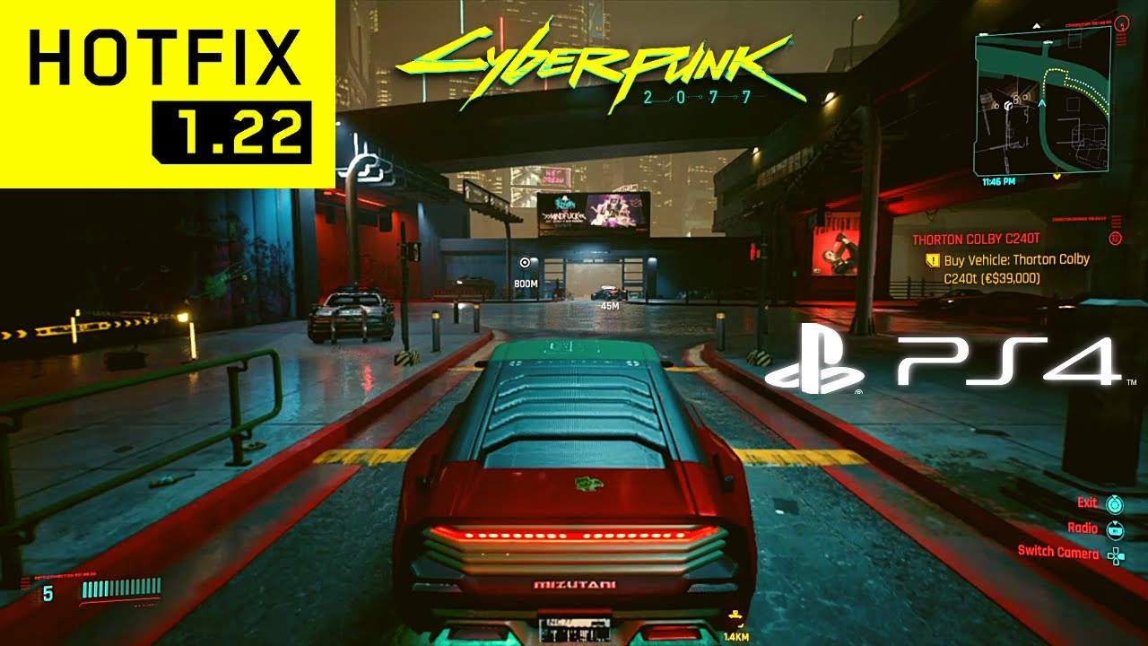 CYBERPUNK 2077 PATCH 1.22 HOTFIX PS4 Slim Gameplay Performance & Graphics (Night Ride in Night ...