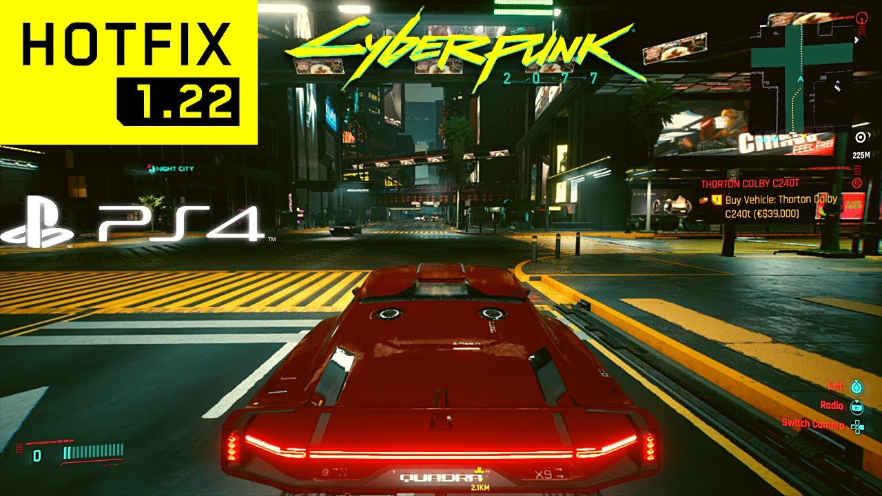 CYBERPUNK 2077 PATCH 1.22 HOTFIX PS4 Slim Gameplay Performance & Graphics (Night Ride in Night ...