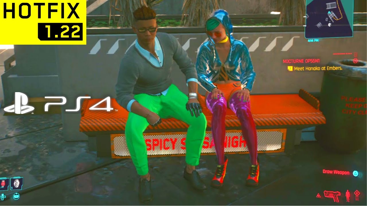 CYBERPUNK 2077 PATCH 1.22 HOTFIX PS4 Slim Gameplay Performance & Graphics(Walking Around Night ...