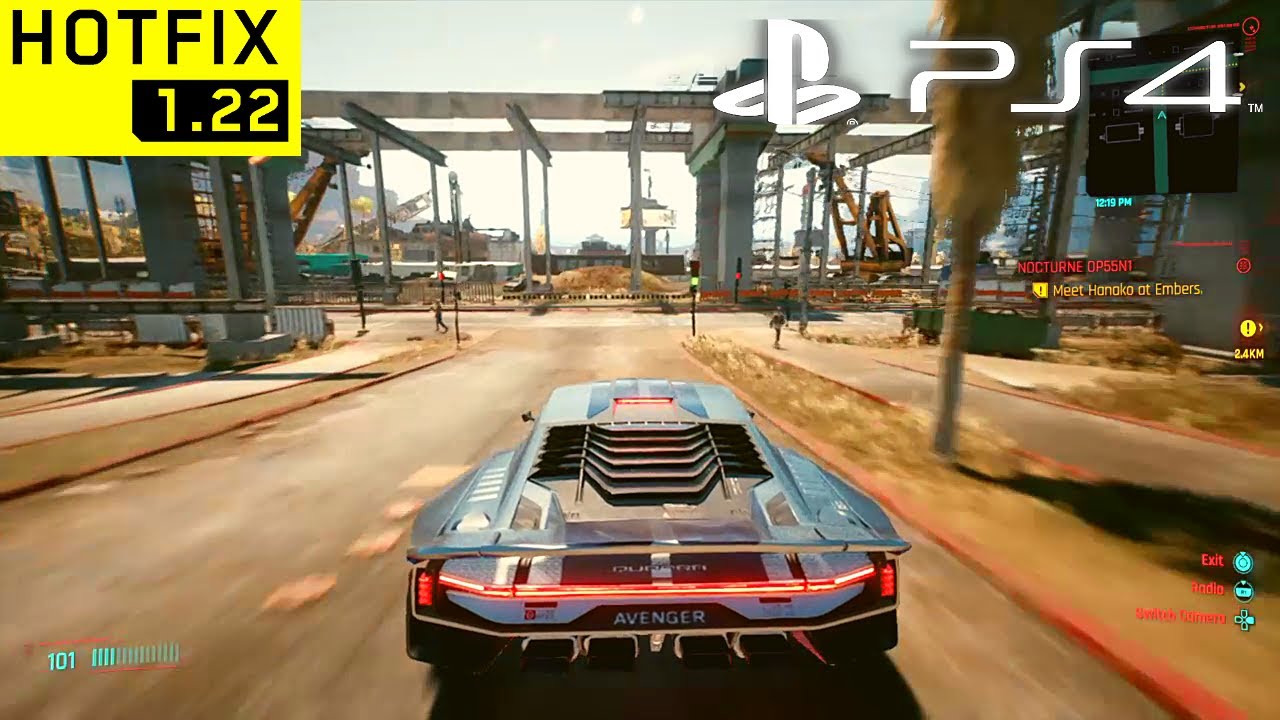 CYBERPUNK 2077 PATCH 1.22 HOTFIX PS4 Slim Gameplay Performance & Graphics (Quadra Car in Night ...