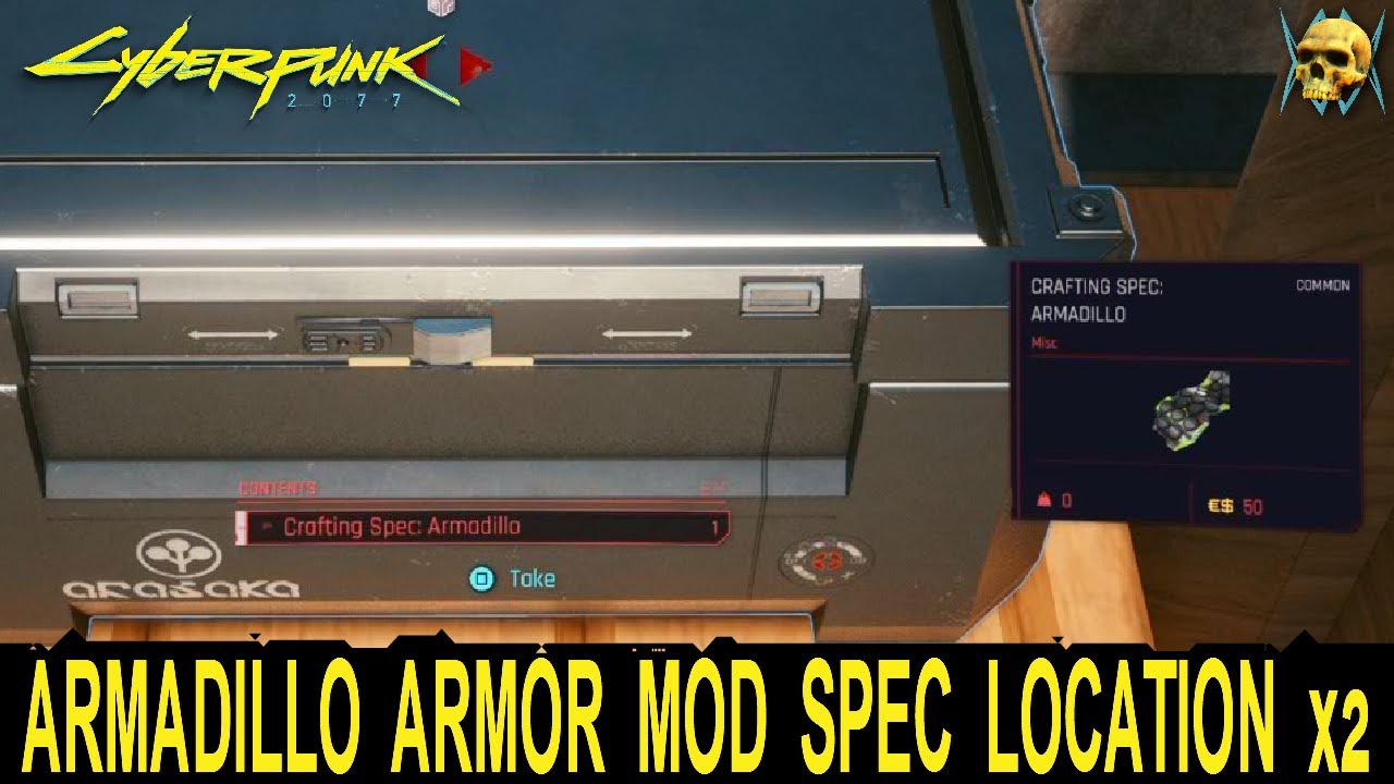 Cyberpunk 2077 Armadillo Armor Mod Crafting Spec Location x2 - Cyberpunk 2077 videos