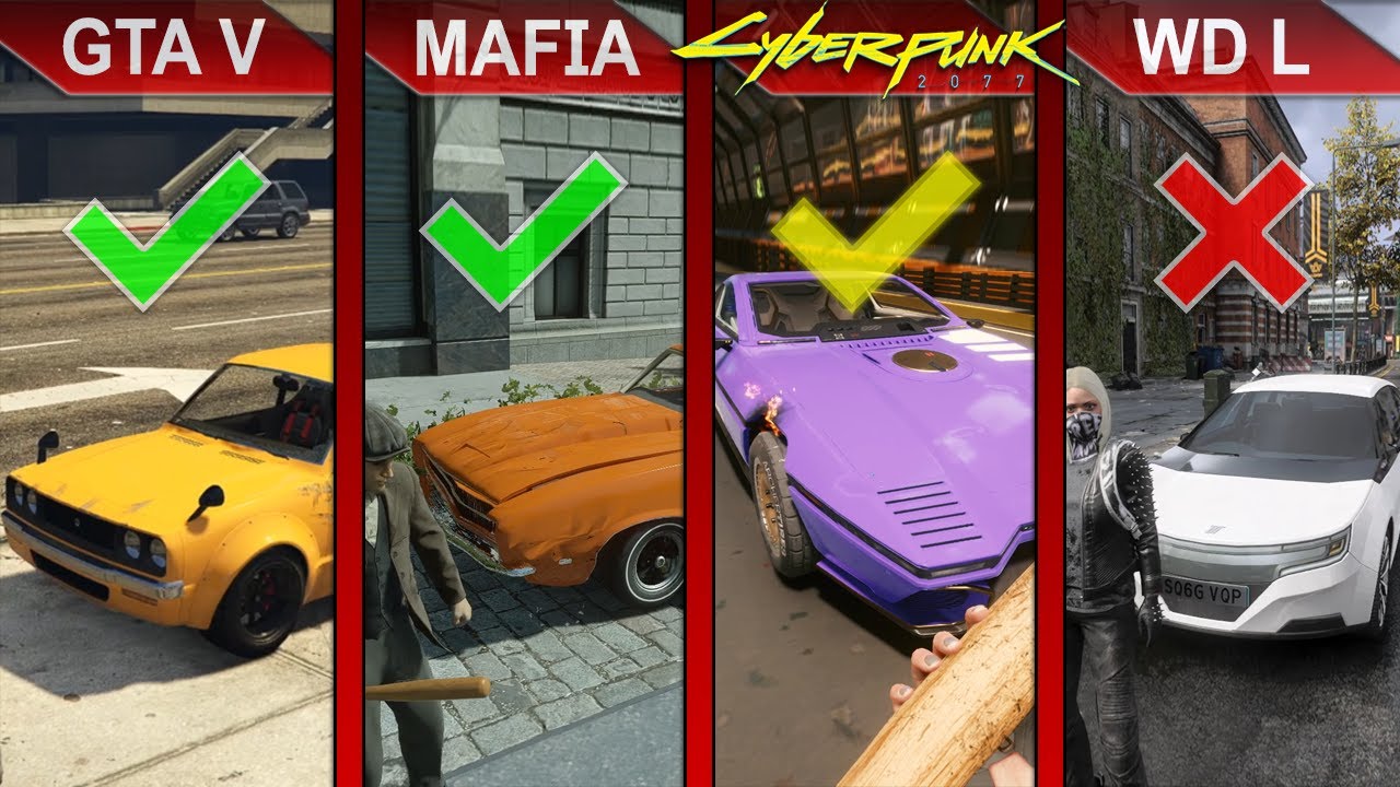 THE BIG COMPARISON | GTA V vs. MAFIA vs. Cyberpunk 2077 vs. Watch Dogs ...