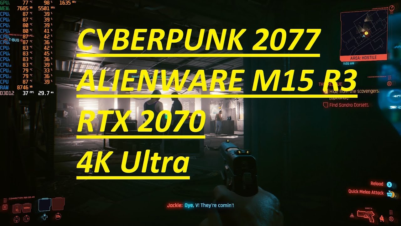 Cyberpunk 2077 4K Gameplay Thermals on Alienware M15 R3 RTX 2070 ...