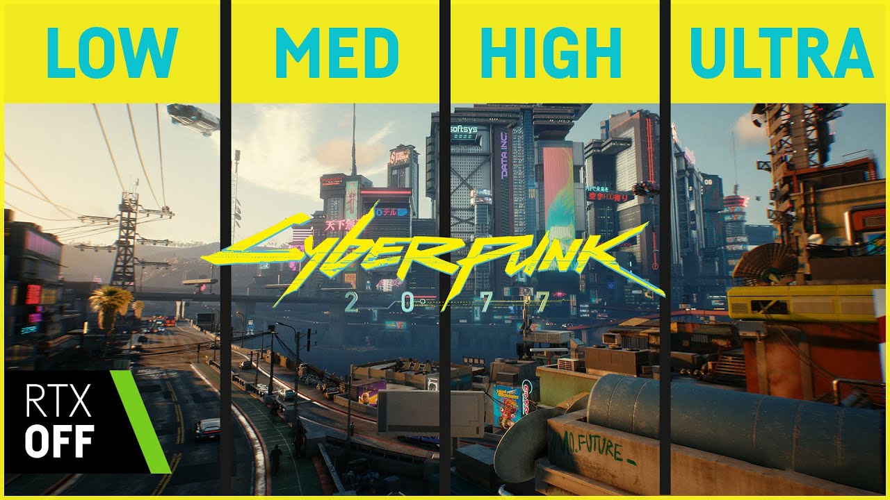 Cyberpunk 2077 LOW vs. MEDIUM vs. HIGH vs. ULTRA (RTX off / DLSS off ...