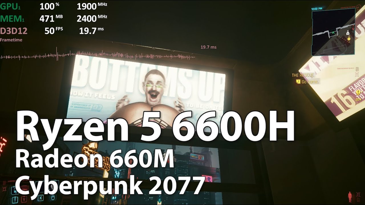 AMD Ryzen 5 6600H APU Test (Radeon 660M iGPU) - Cyberpunk 2077 1080p ...