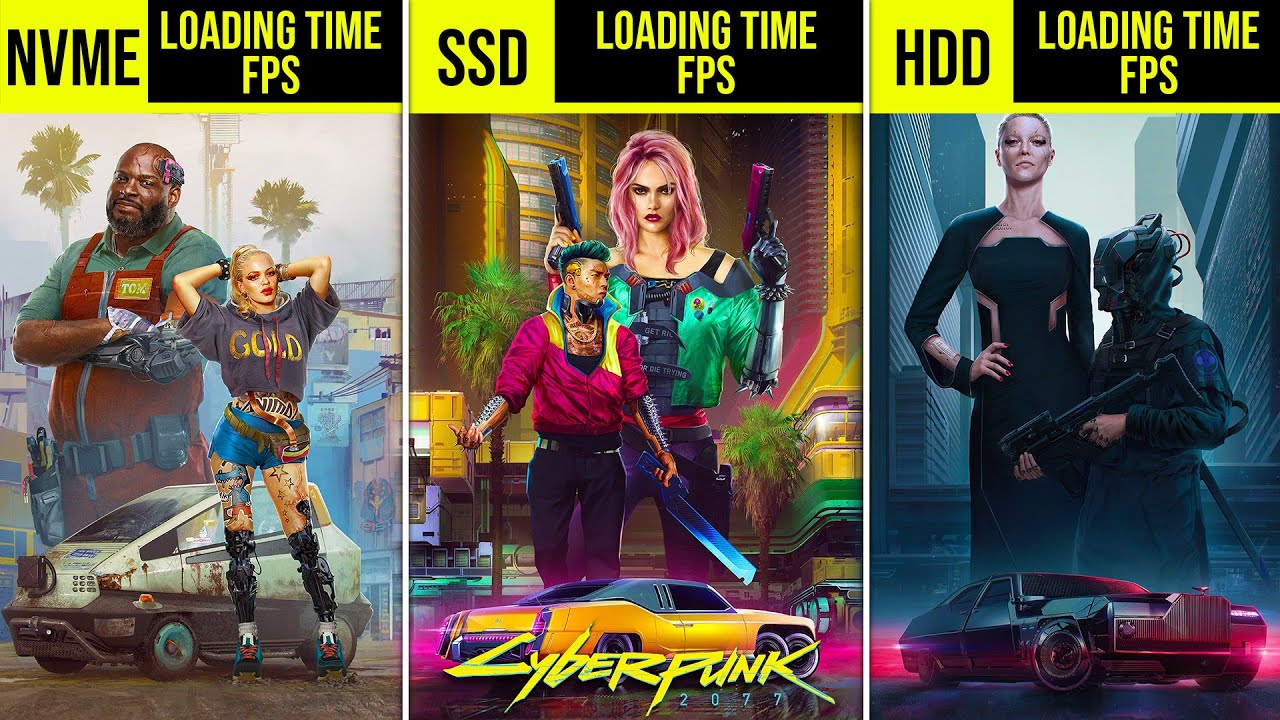 Cyberpunk 2077 M.2 NVMe vs SATA SSD vs HDD Game Loading Time and FPS ...