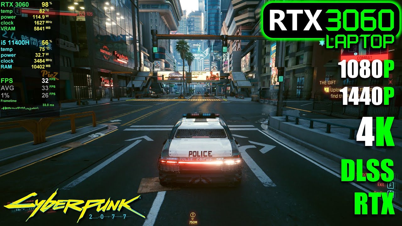 RTX 3060 Laptop GPU | Cyberpunk 2077 - 1080p, 1440p, 4K - DLSS & RTX ON ...