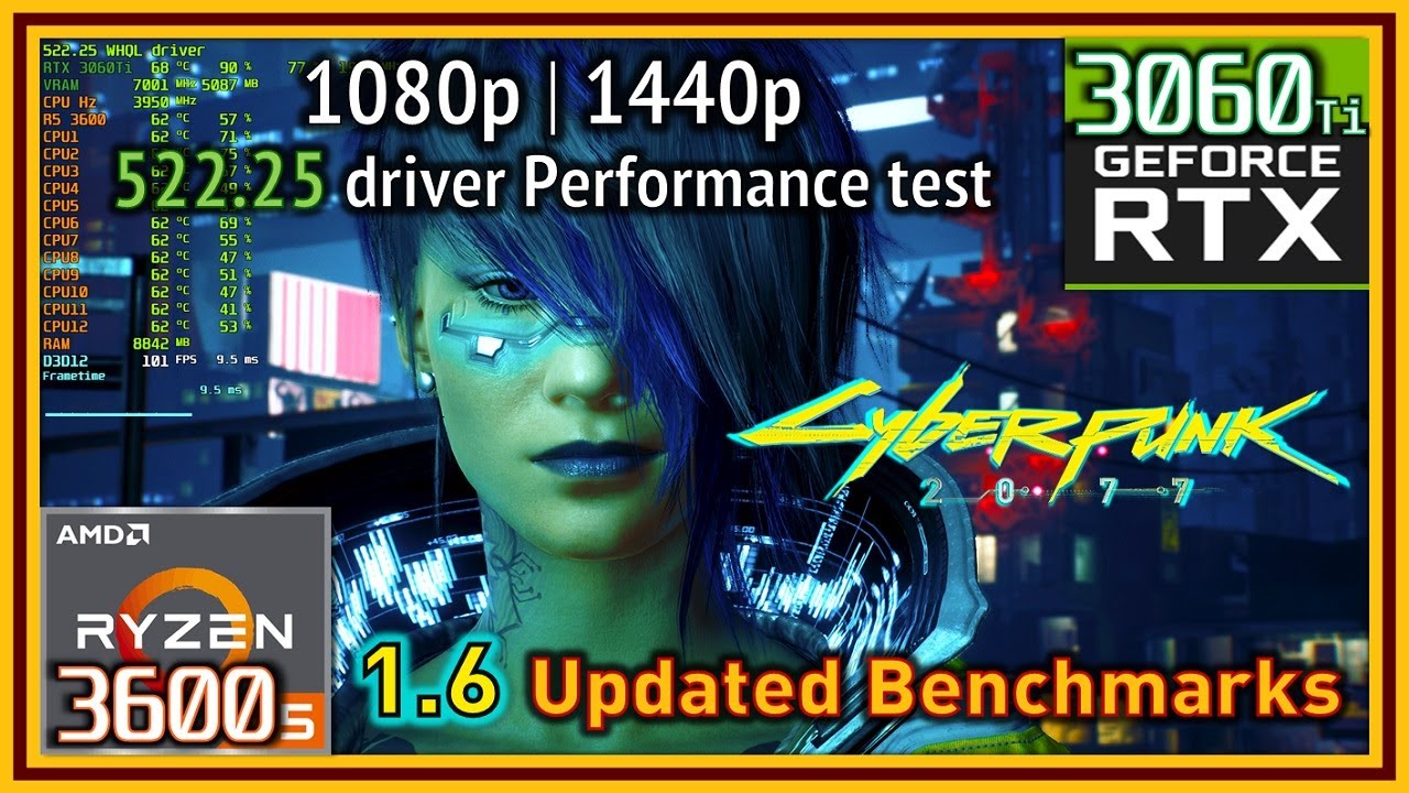 Cyberpunk 2077 PC - Ryzen 5 3600 & RTX 3060 Ti - New 522.25 GPU driver ...
