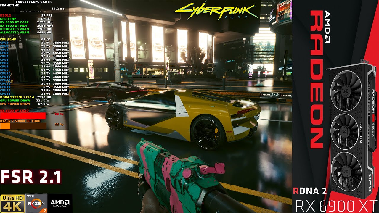 Cyberpunk 2077 Ray Tracing Medium FSR 2.1 Mod 1440p | RX 6900 XT ...