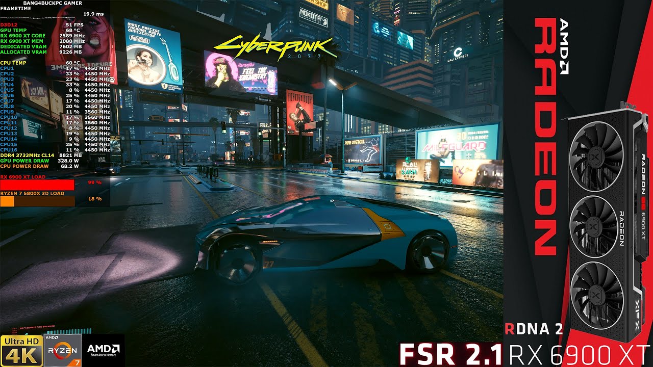 Cyberpunk 2077 Psycho Settings FSR 2.1 Mod 4K | RX 6900 XT | R7 5800X3D ...