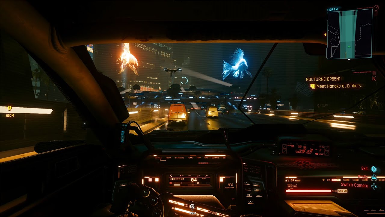 CYBERPUNK 2077 Nighttime Driving, Cockpit View 4K [v1.61] - Cyberpunk 2077 videos