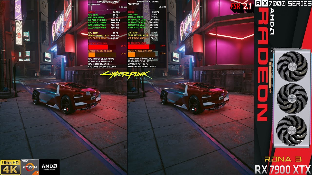 Cyberpunk 2077 FSR 2.1 VS Native 4K | RX 7900 XTX | R7 5800X 3D ...