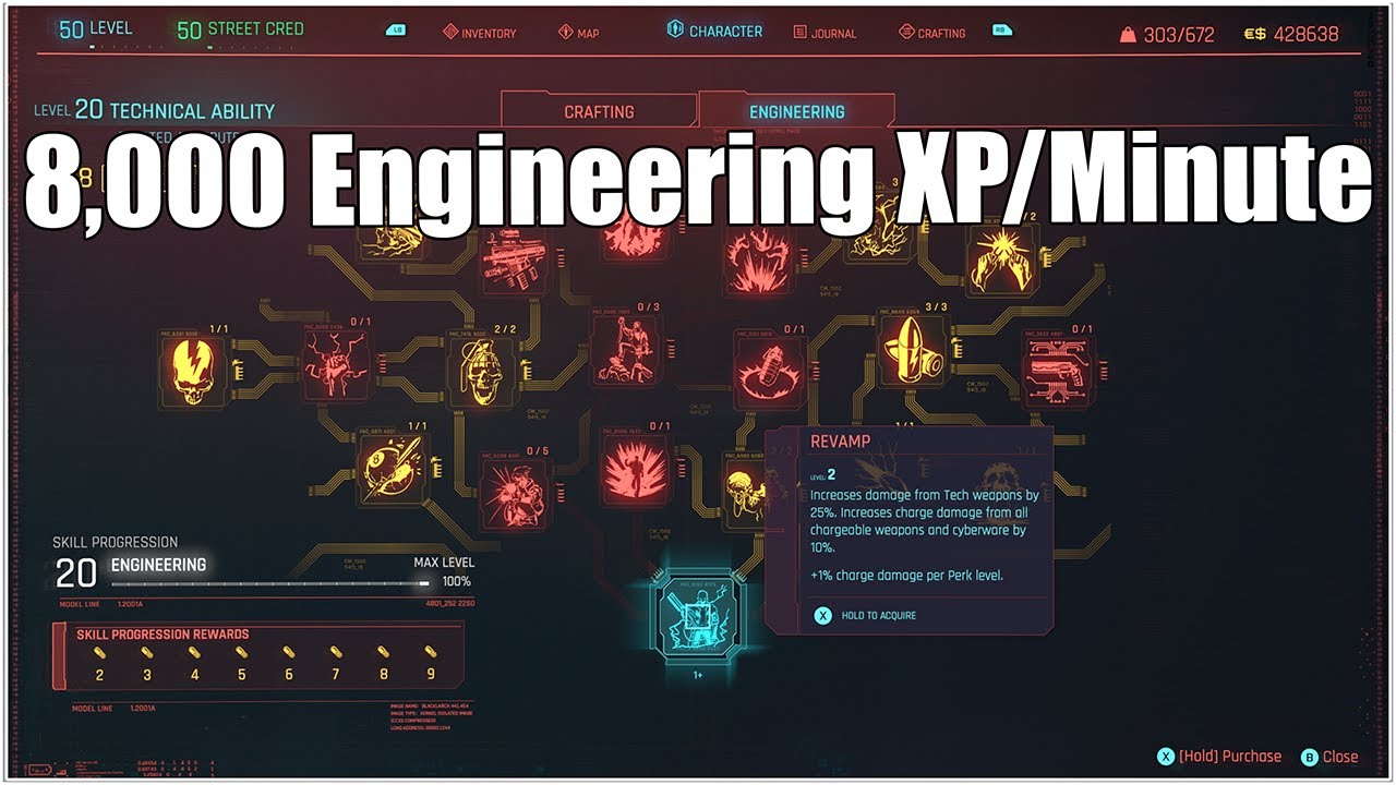 Cyberpunk 2077, How To Max Engineering Skill Fast, 8000 XP Per Minute ...