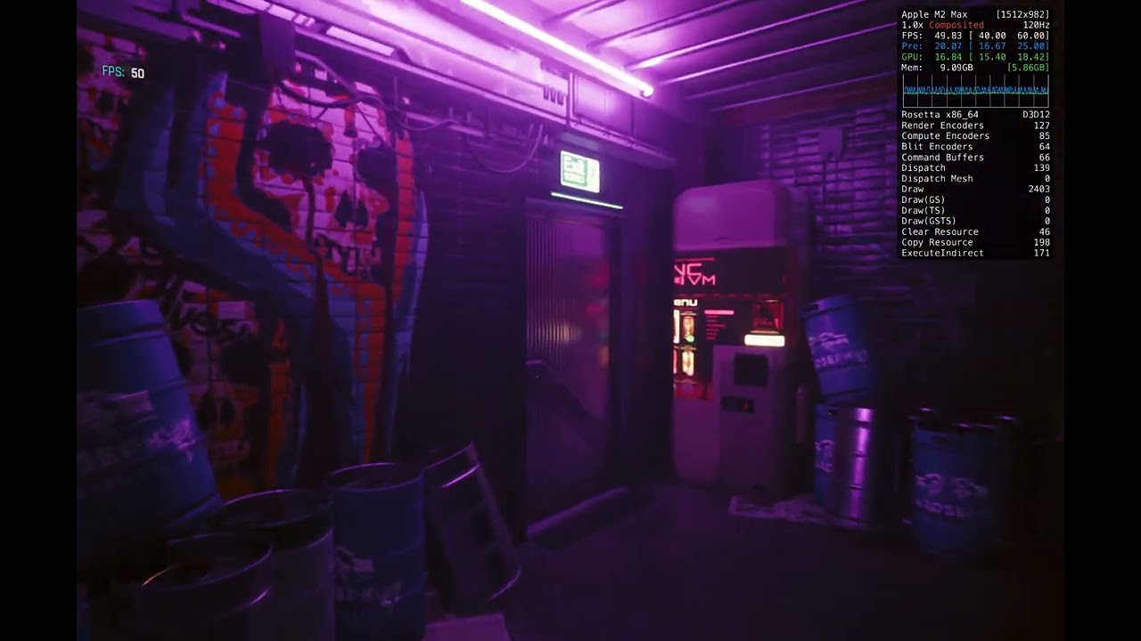 Game Porting Toolkit: Cyberpunk 2077 on M2 Max 14" Macbook Pro ...