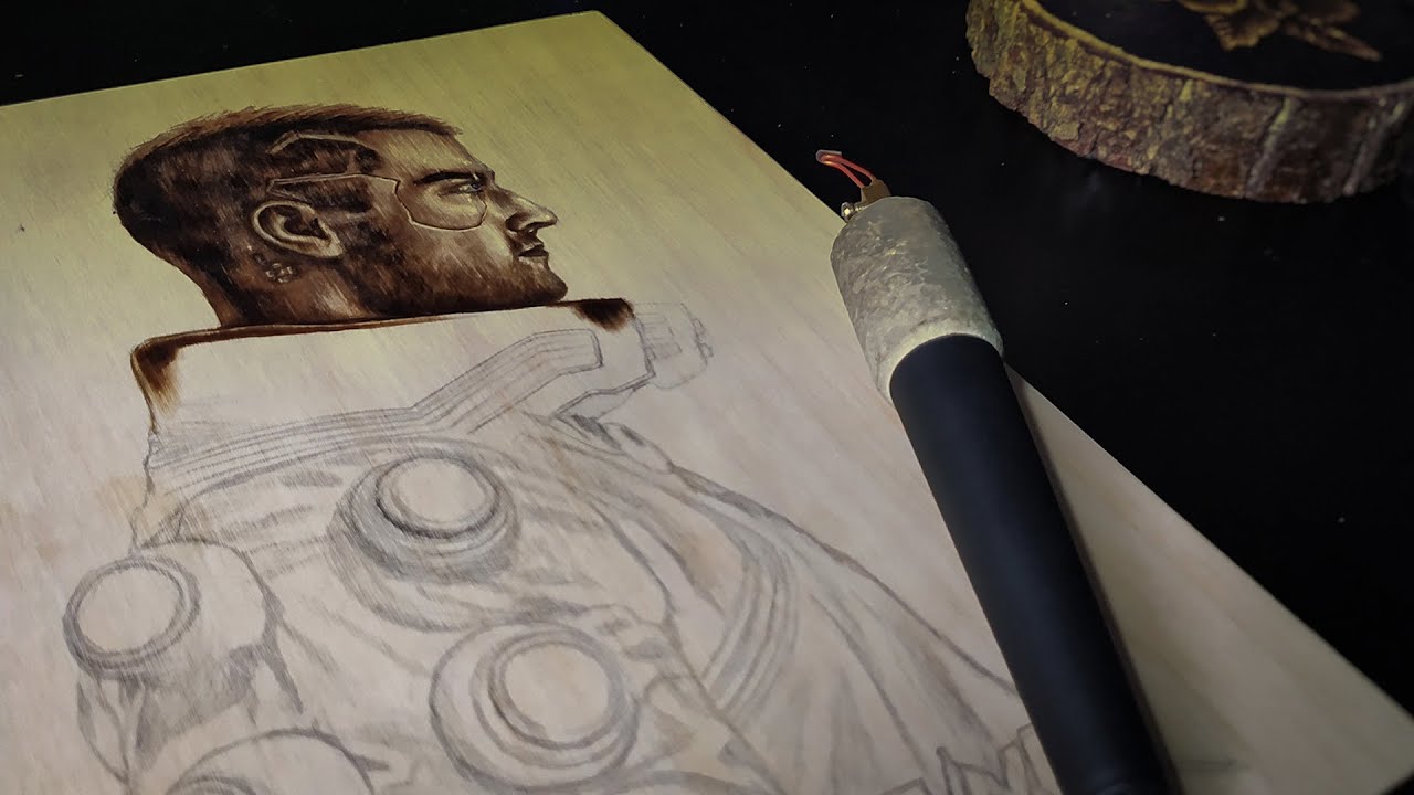 Cyberpunk 2077 | Pyrography (Wood burning) Portrait TIME - LAPSE ...