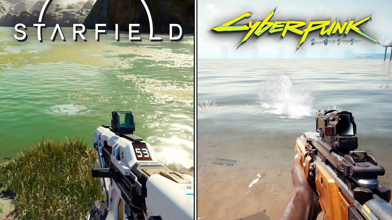 Starfield VS. Cyberpunk 2077 - Water Physics & Details Comparison - Cyberpunk 2077 videos