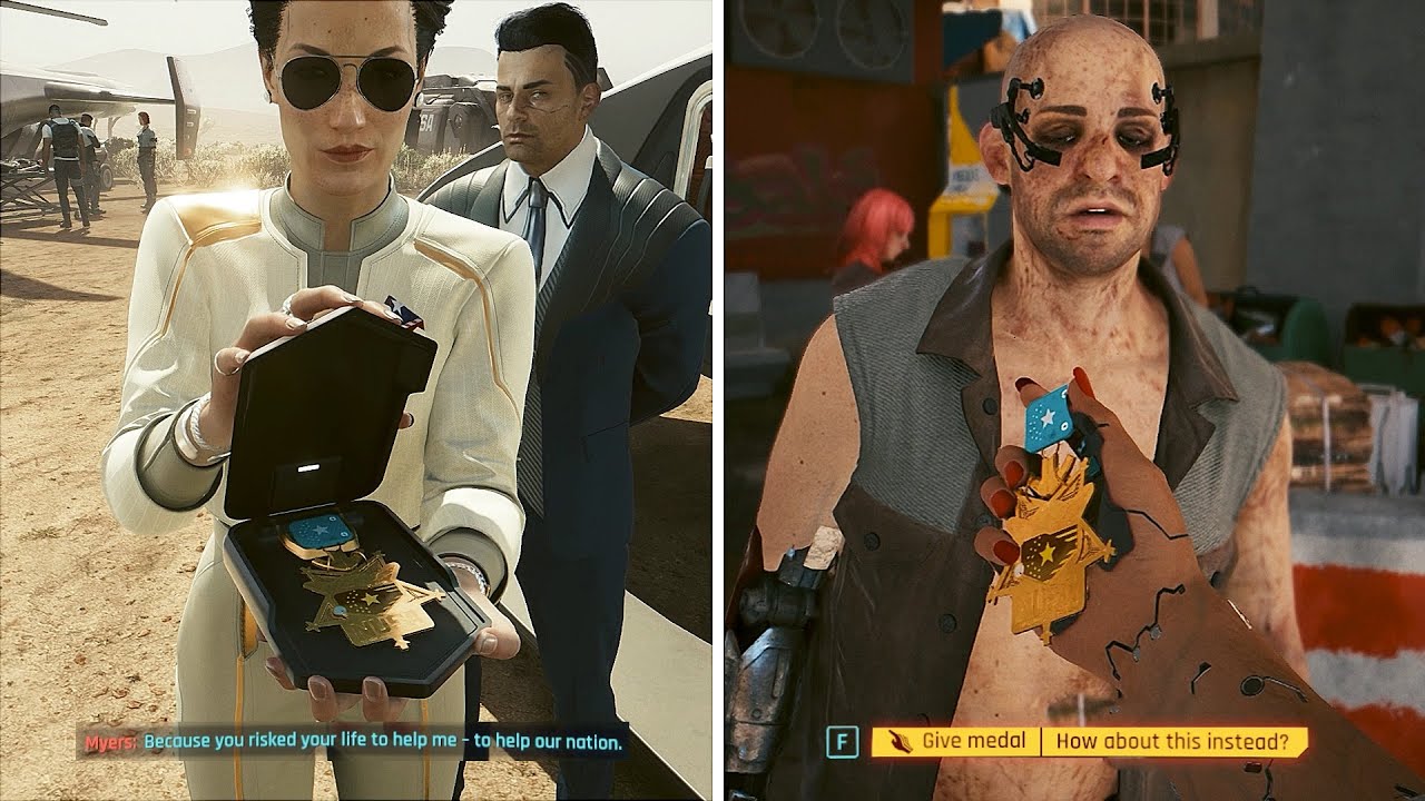 V can give his NUSA medal to a homeless person - Cyberpunk 2077 ...
