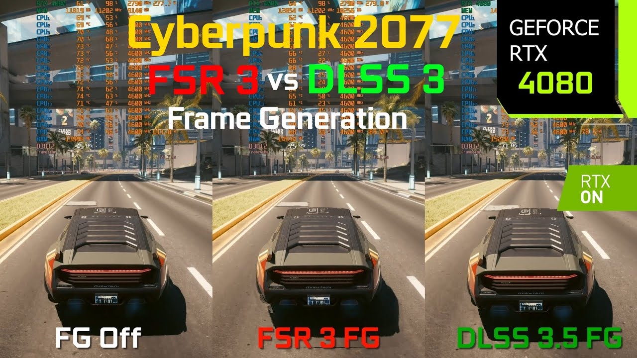 Cyberpunk 2077 FSR 3 Frame Generation vs DLSS 3.5 Frame Generation ...
