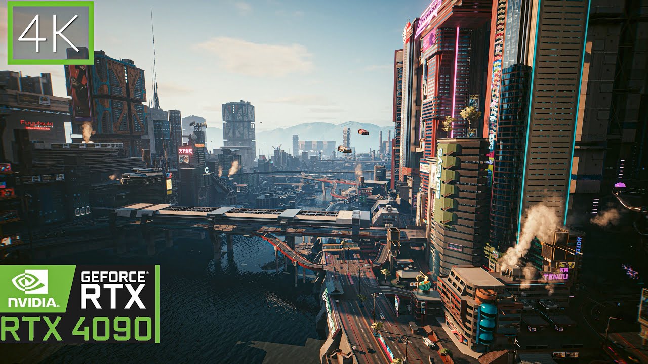 4k Night City Aerial Tour: Cyberpunk 2077 2.1 - DLSS 3.5 Path Tracing ...