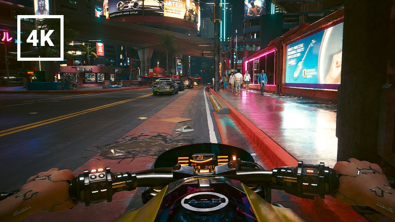 Cyberpunk 2077 Motorcycle Driving around the Night City | 4K Ultra ...