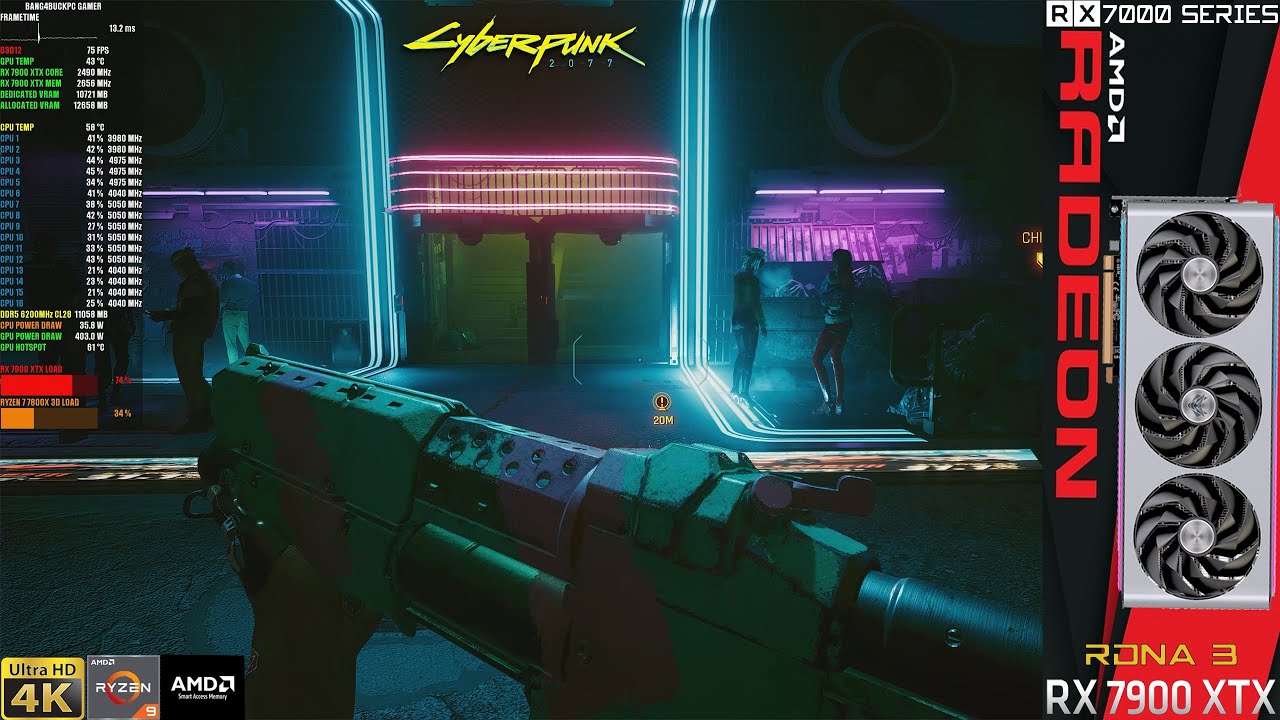Cyberpunk 2077 Optimised Settings, Ray Tracing FSR 3 + FG 4K | RX 7900 ...