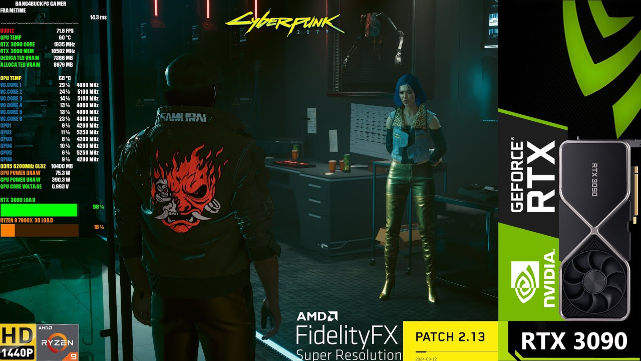 Cyberpunk 2077 Patch 2.13 Psycho Ray Tracing FSR 3+FG 1440p | RTX 3090 ...