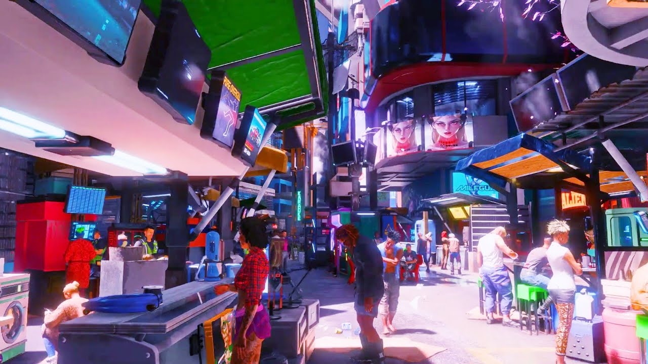 Night City Market Food Tour | Cyberpunk 2077 - Cyberpunk 2077 videos