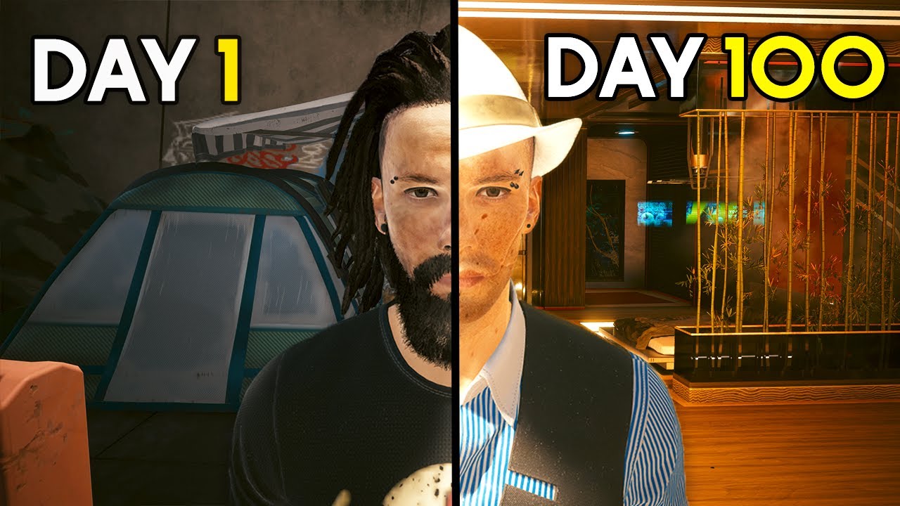 I Spent 100 Days HOMELESS In Cyberpunk 2077 - Cyberpunk 2077 videos