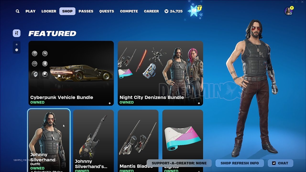 Fortnite New Cyberpunk 2077 Johnny Silverhand (Keanu Reeves) and V ...