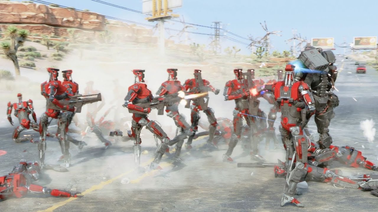 Arasaka Robot Army AI Battles - Cyberpunk 2077 - Cyberpunk 2077 videos