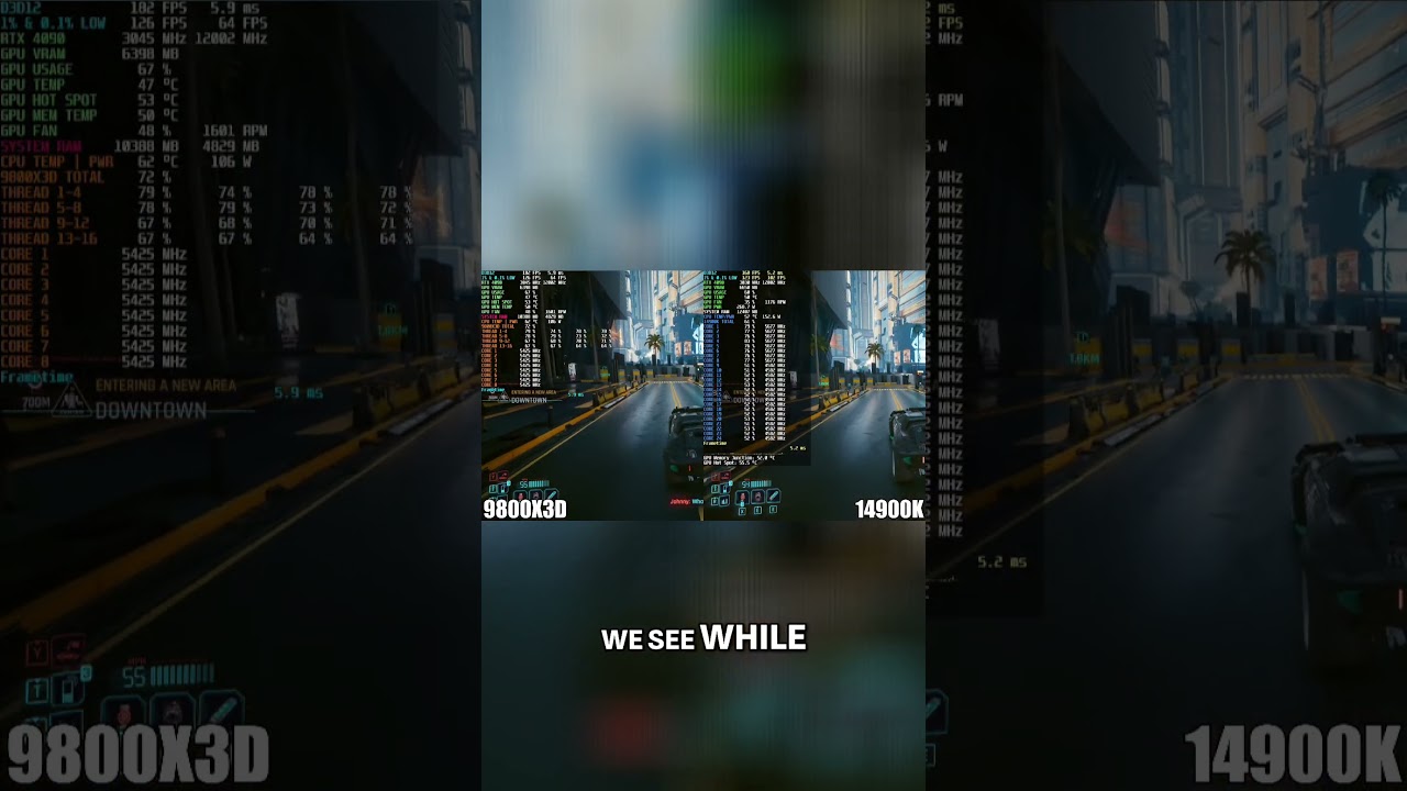 Cyberpunk 2077 CPU 9800X3D vs 14900K Performance Showdown! #INTEL #AMD #NVIDIA #PCGAMING ...