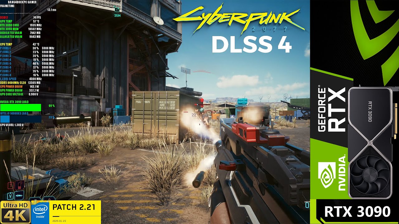 Cyberpunk 2077, DLSS4 Ultra Performance 4K, Ultra Ray Tracing | RTX 3090 | 19 14900KS ...