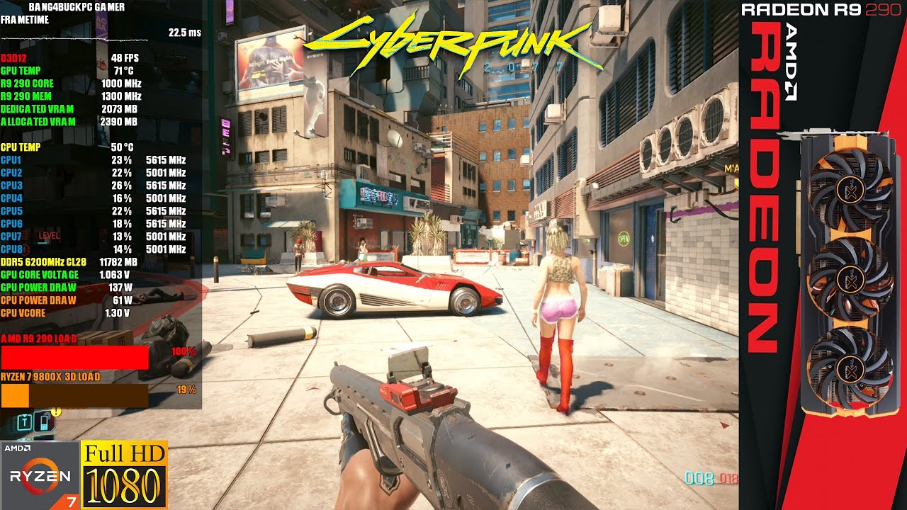Cyberpunk 2077 Low Settings 1080p | R9 290 | R7 9800X3D 5.6GHz ...