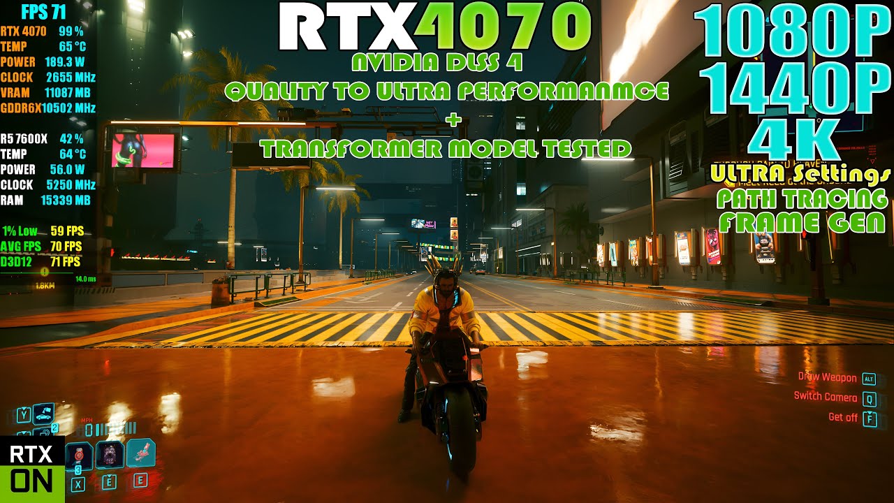 RTX 4070 ~ DLSS 4 On Cyberpunk 2077 | 1080P, 1440P & 4K Performance ...